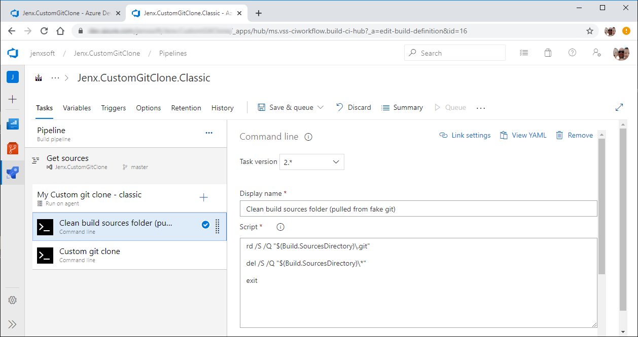 Custom git clone on Azure DevOps build pipeline – jenx.si